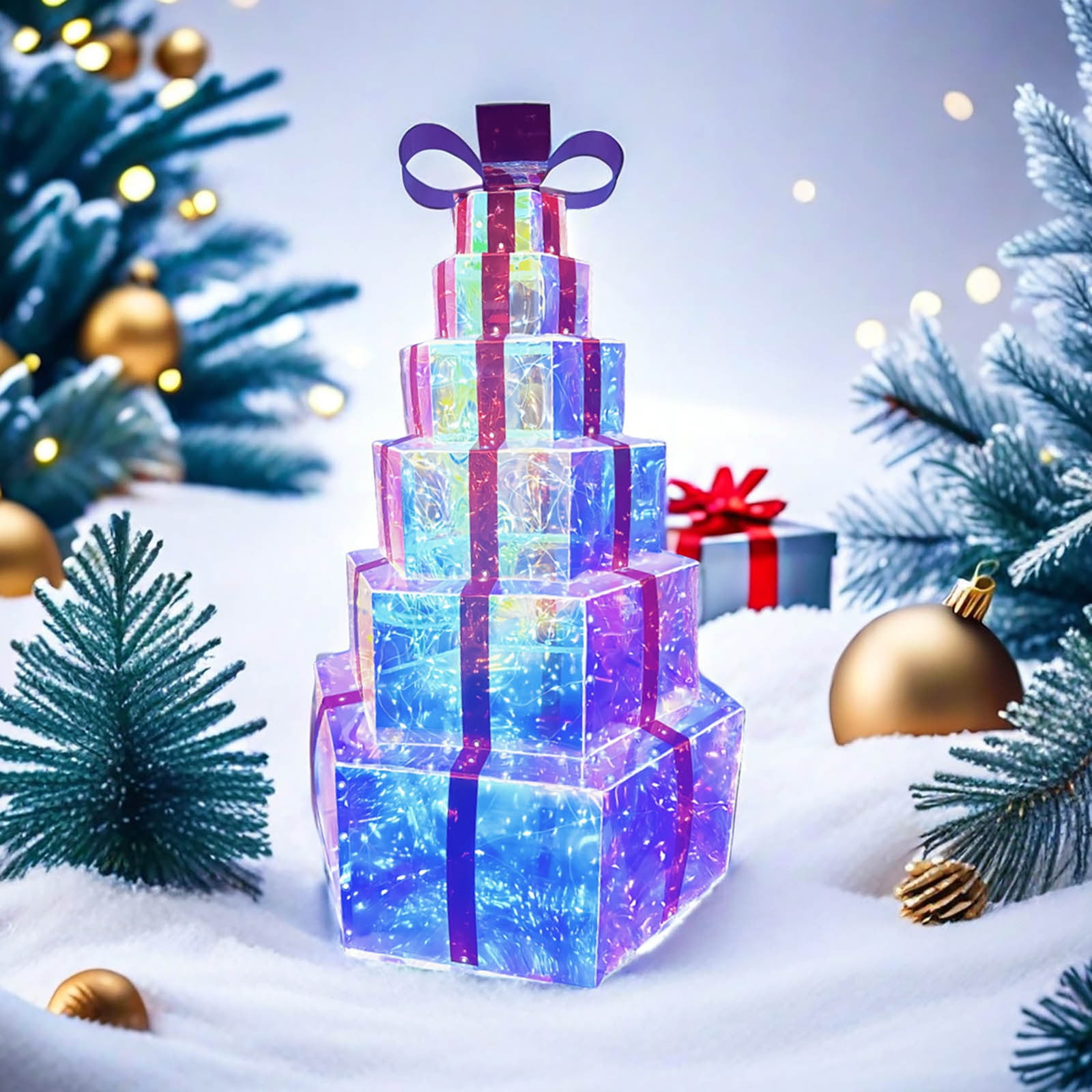 Christmas Lighted Boxes LED Blue Warm White Light Up Christmas Box ...