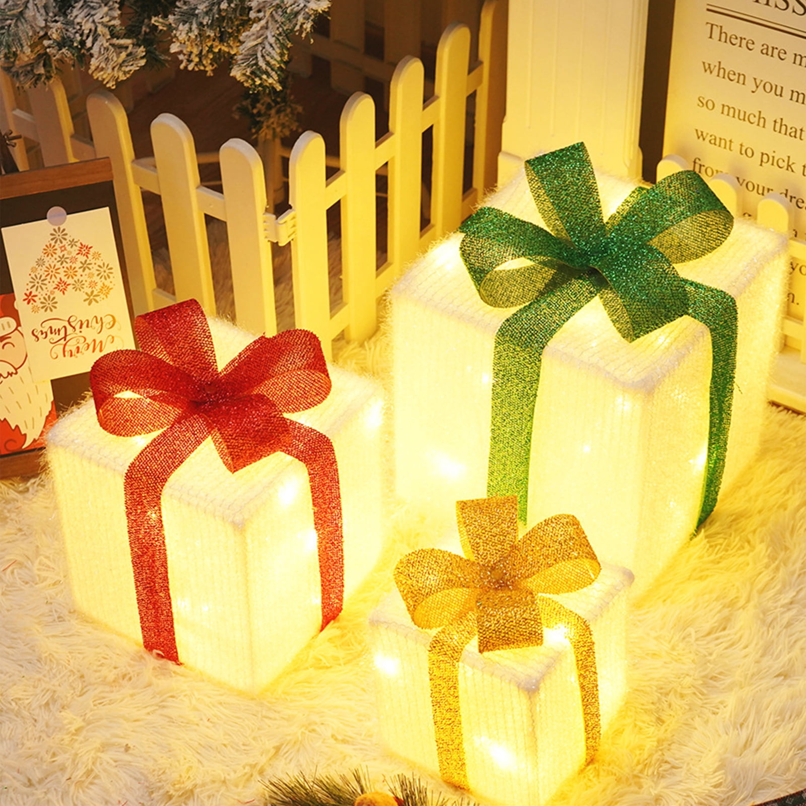 Christmas Lighted Gift Box IP42 Waterproof LED Christmas Box Decoration ...