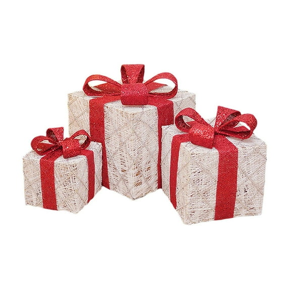 Christmas Lighted Gift Boxes 3-Pack - LED Strip, Timer Function ...