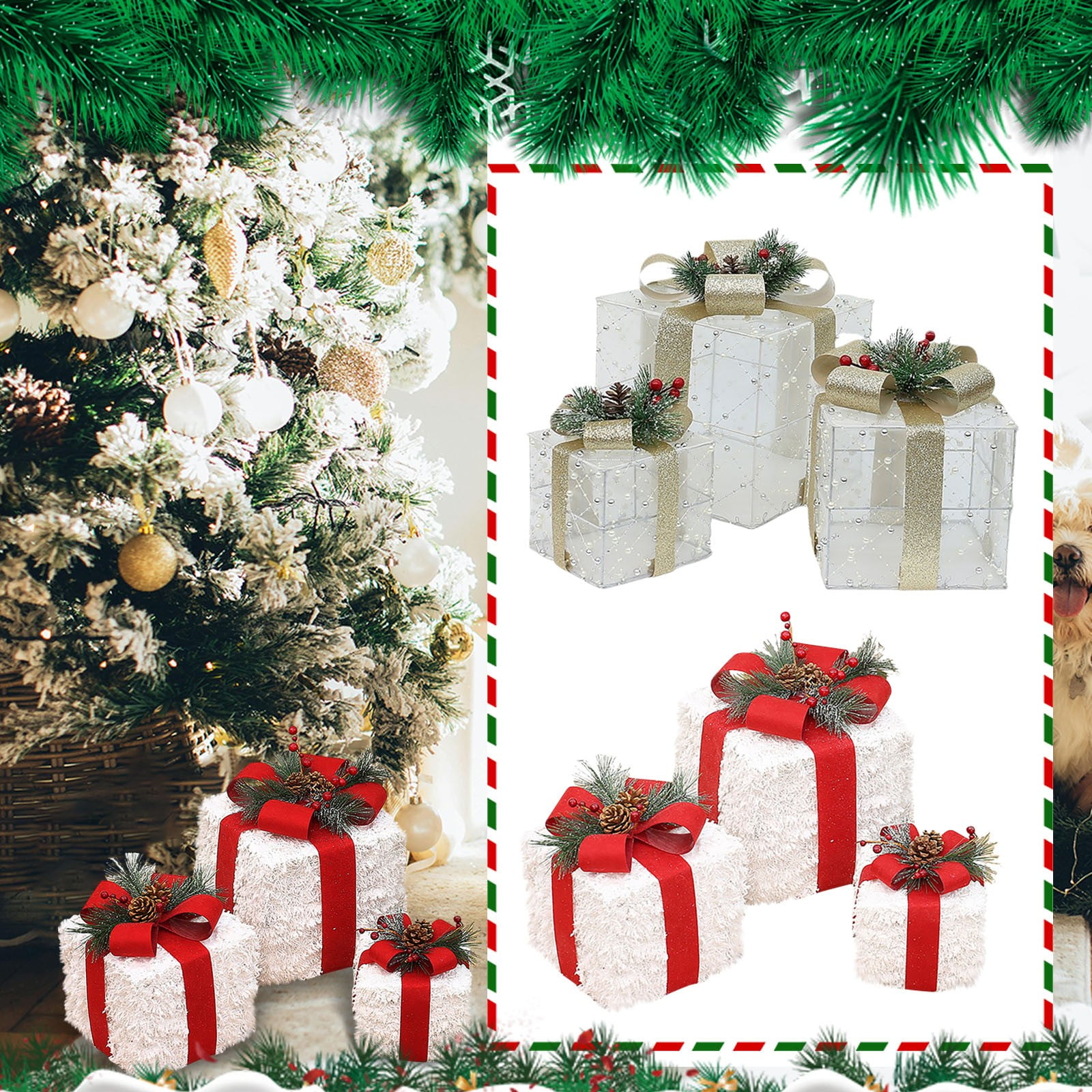 Christmas Lighted Gift Boxes, Christmas Decoration Set of 3 Light up ...