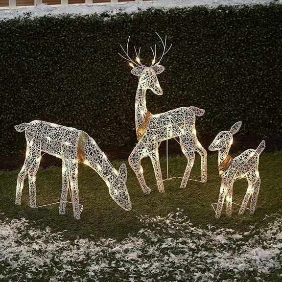 LED Lighted Christmas Reindeer Family Set, 3 Piece Outdoor Yard Deer ...