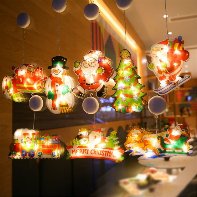 Christmas Lighted Window Decorations - 10LED Christmas Lights Santa ...