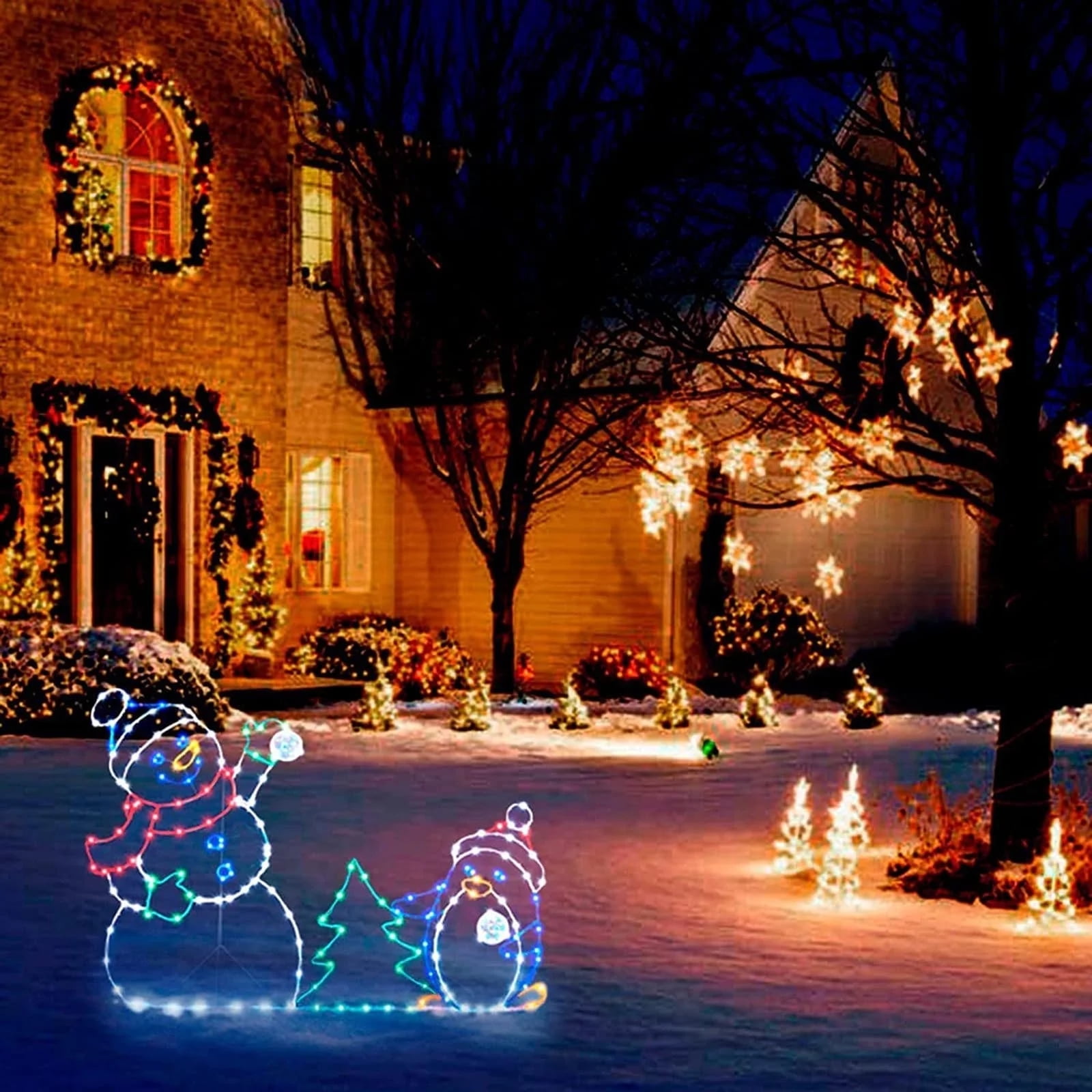Christmas Lighted Yard Sign with Animated Snow Globe, Snowman Santa ...