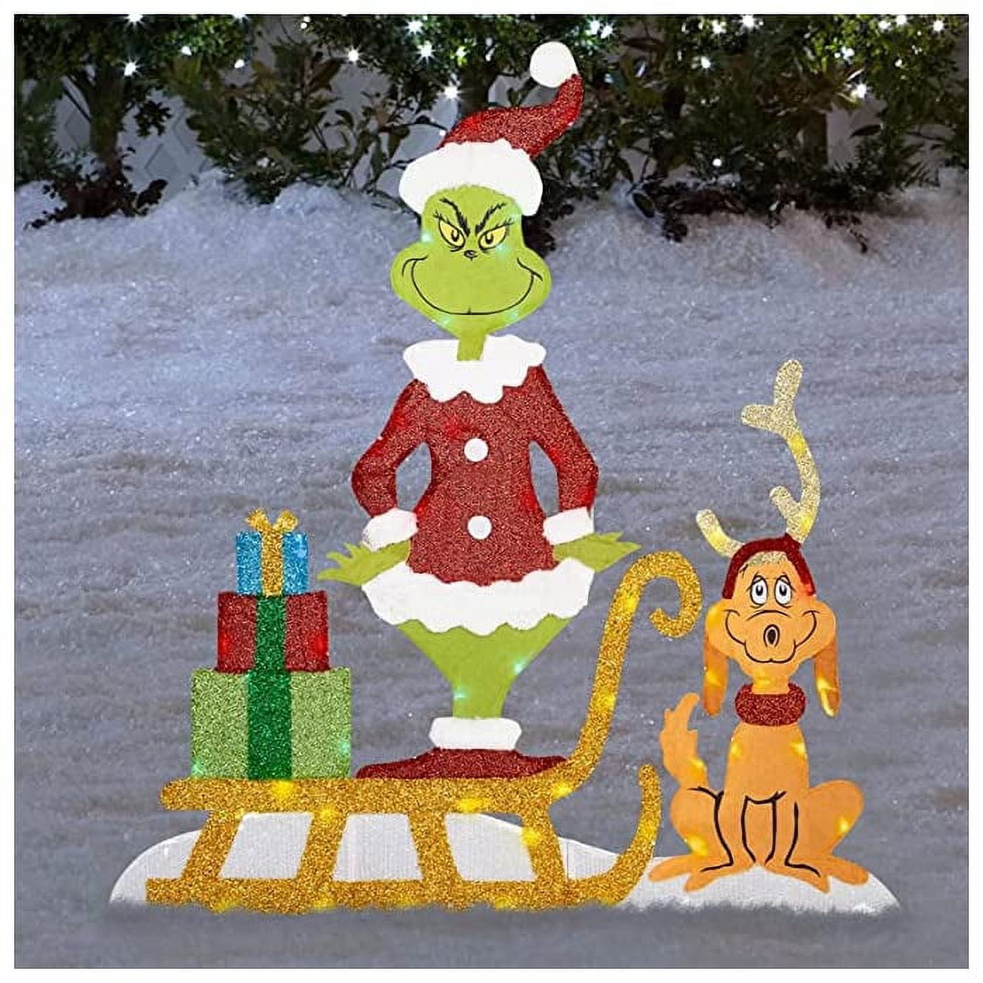 Christmas Lighting Display, Happy Grinch and his Dog Christmas Luminous ...