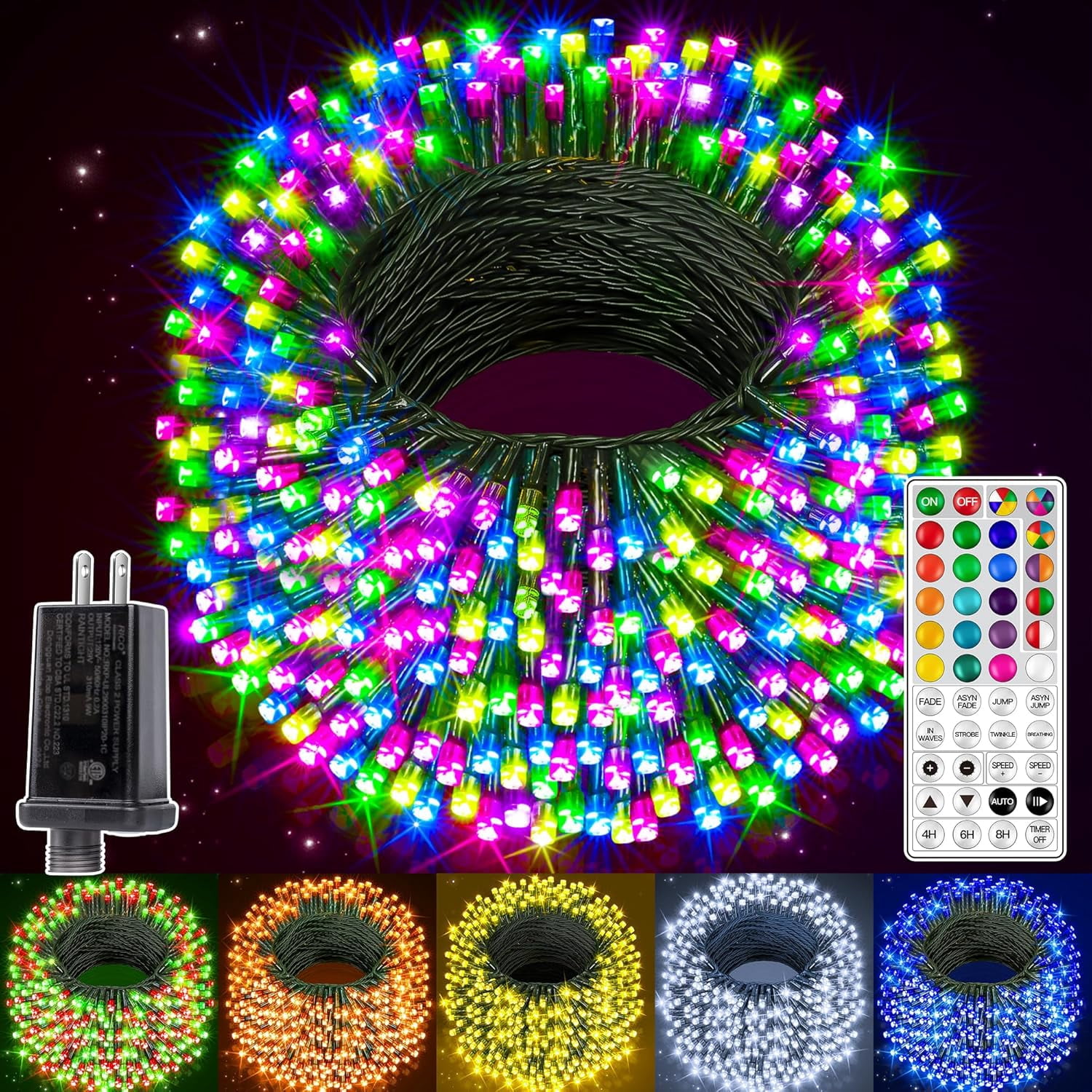 Christmas Lights 600 LEDs 197 FT, 130 Modes Color Changing Christmas ...