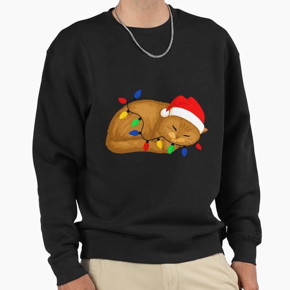 Christmas Lights And Christmas Cat Funny Retro Aesthetic Graphic ...