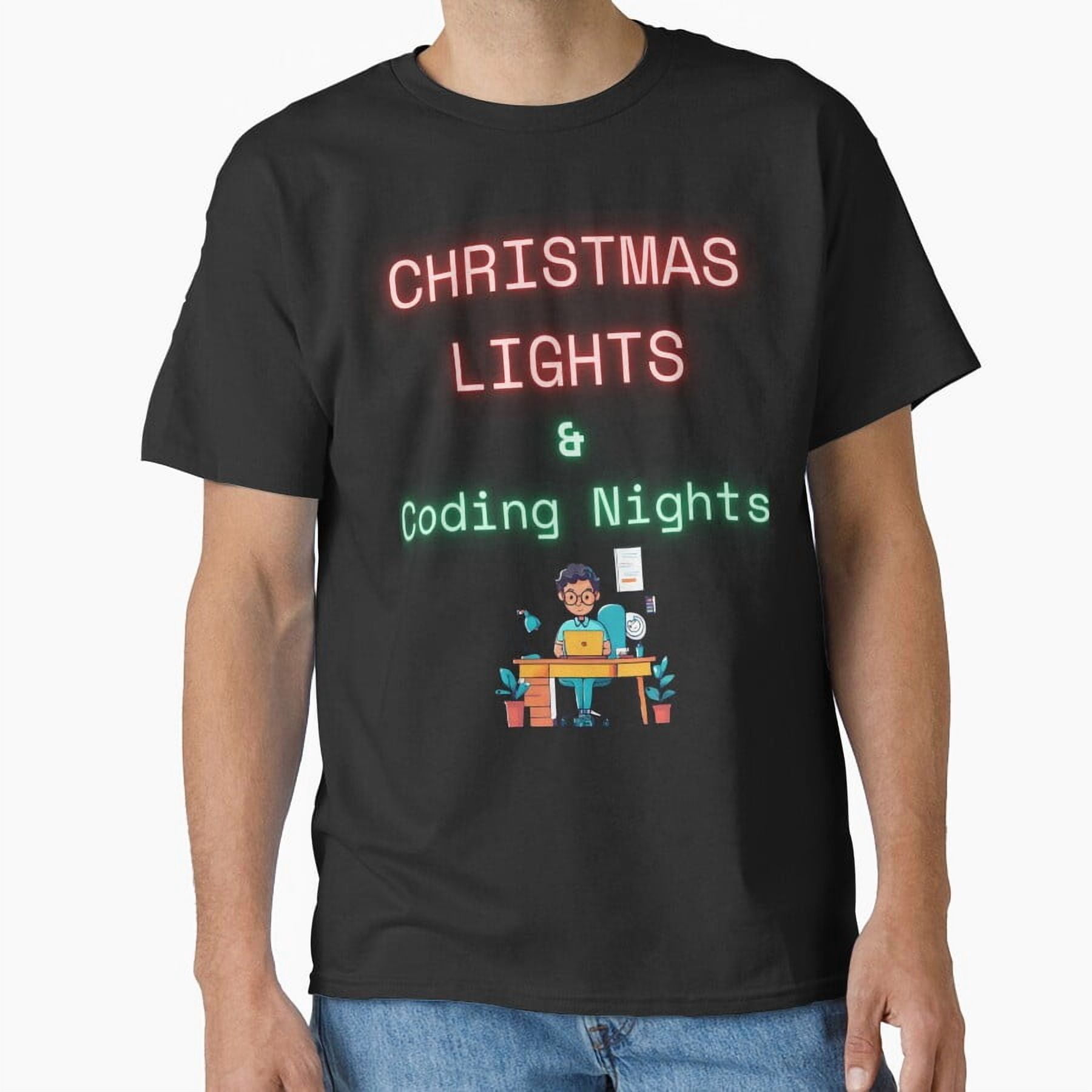 Christmas Lights And Coding Nights Funny Work Computer Holiday Humor ...