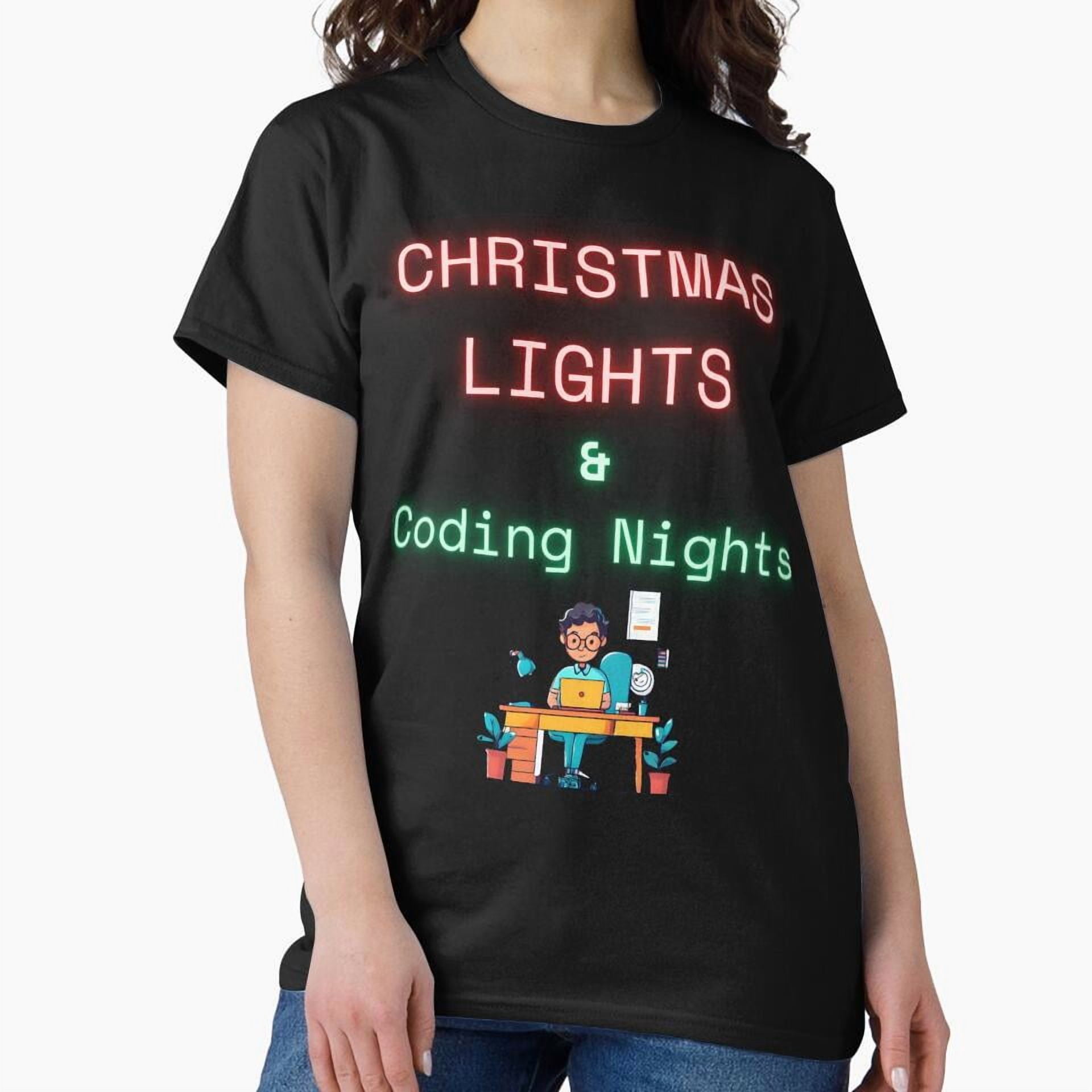 Christmas Lights And Coding Nights Funny Work Computer Holiday Humor ...