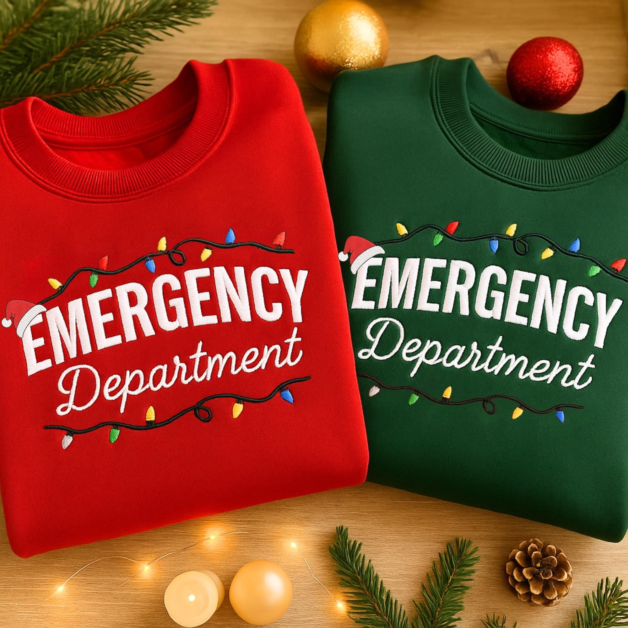 Christmas Lights Emergency Department Embroidered SweatShirt,Er ...