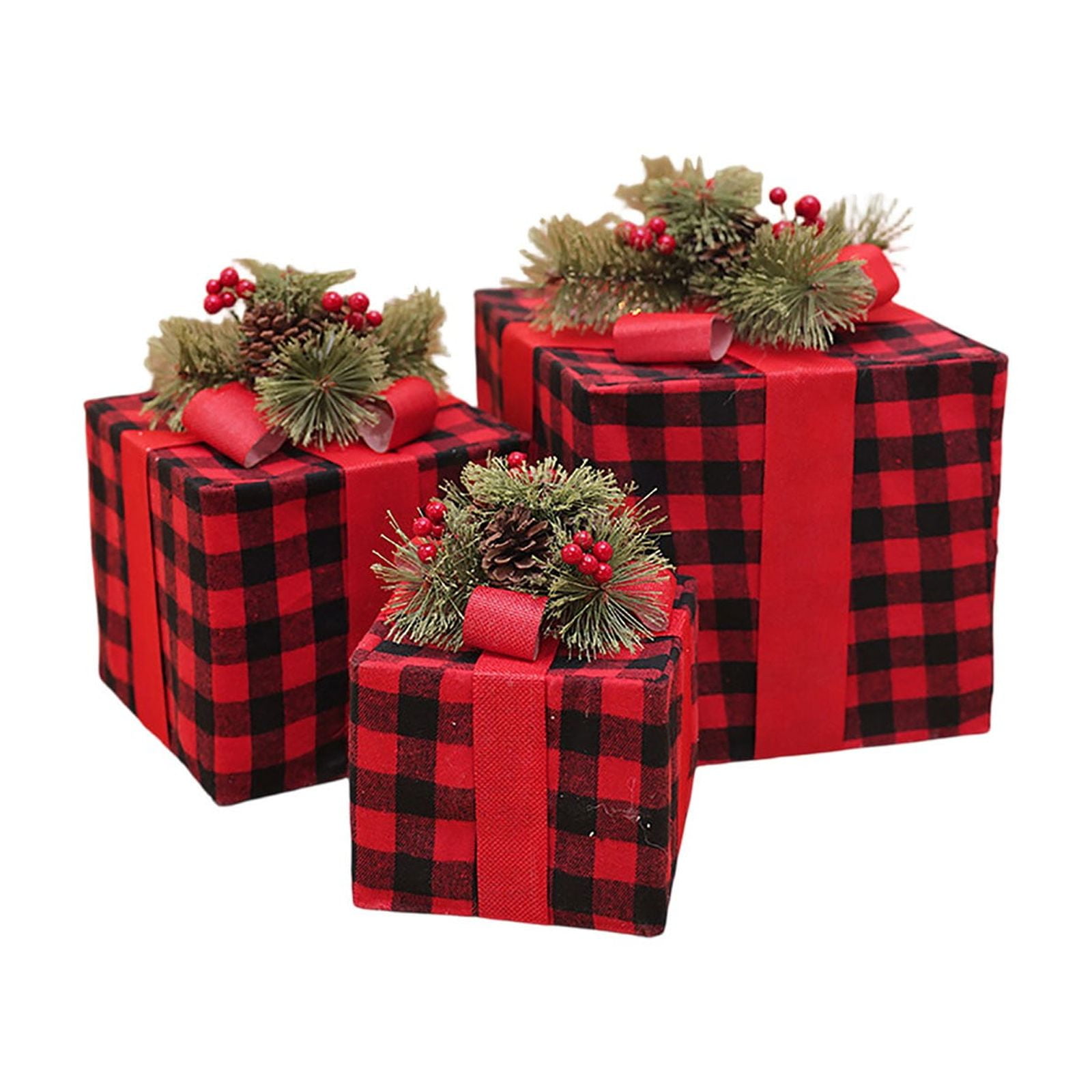 Christmas Lights Gift Box Decoration 3-Piece Set, Easy To Assemble ...