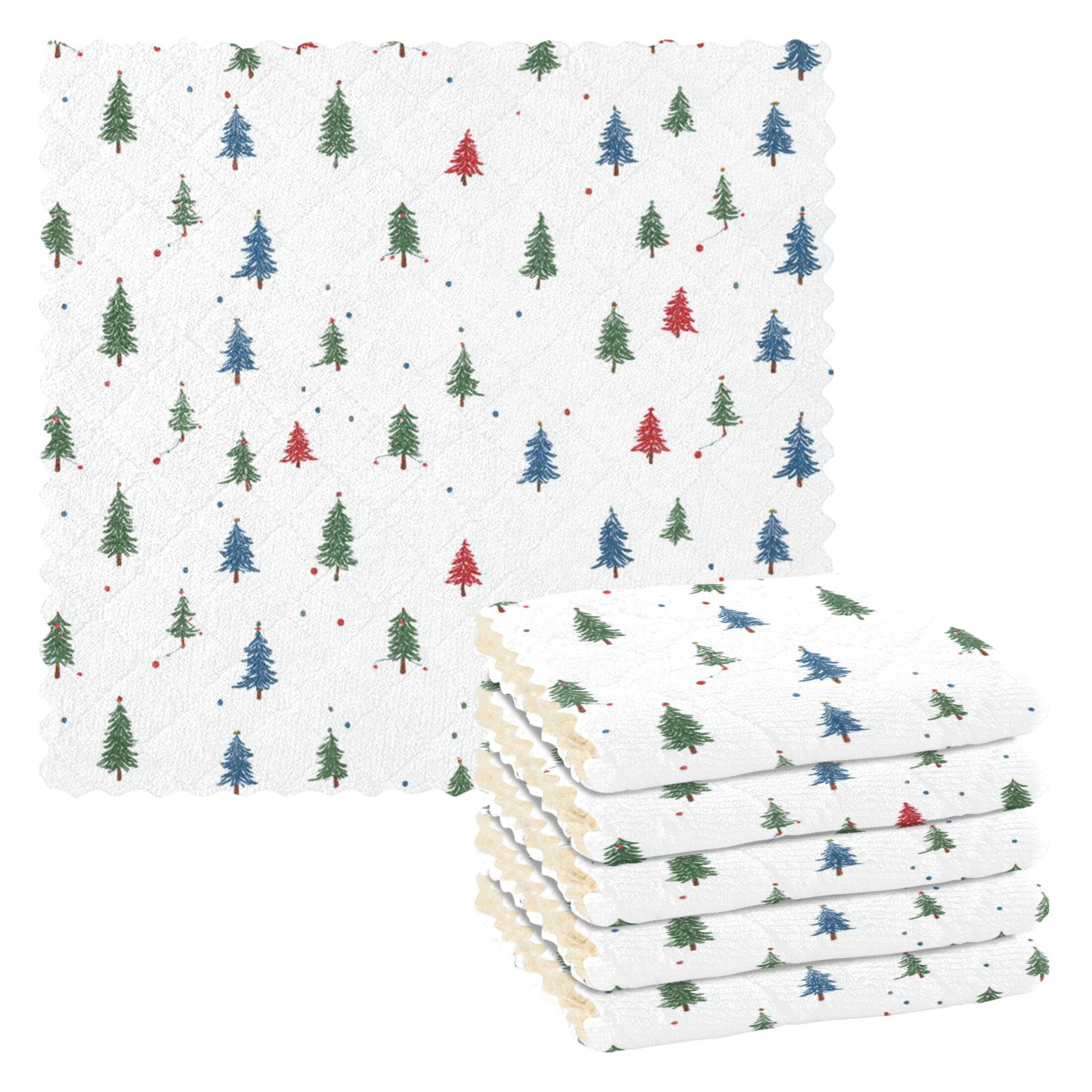 Christmas Lights Kitchen Cloth Dish Towels for Drying Washing Absorbent ...