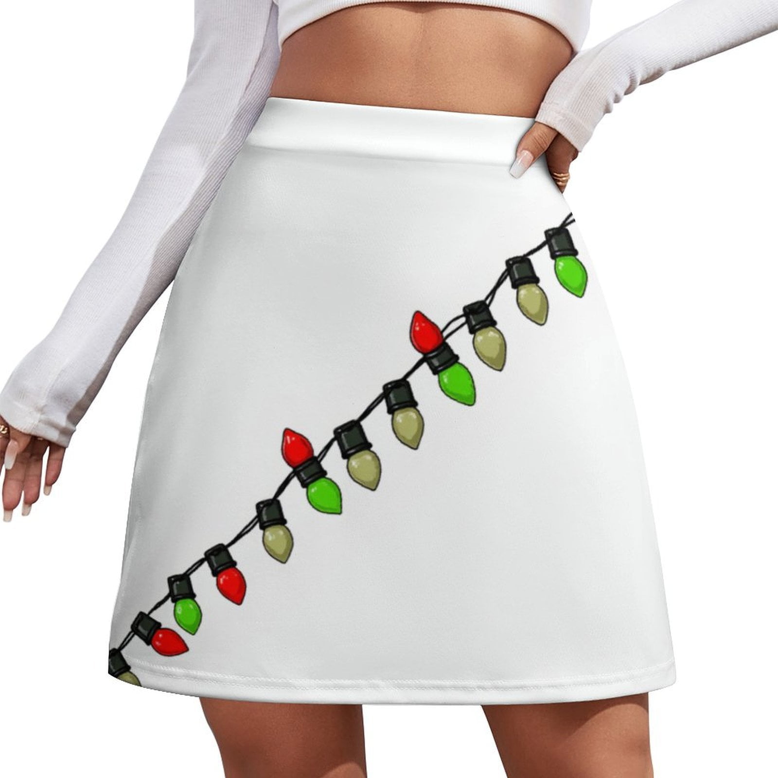 Christmas Lights Line Decorated String Women's High Waist Skirt ...