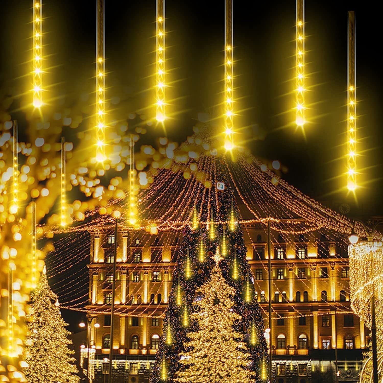 Christmas Lights, Meteor Shower Icicle String Lights, 18 Inches 10 ...