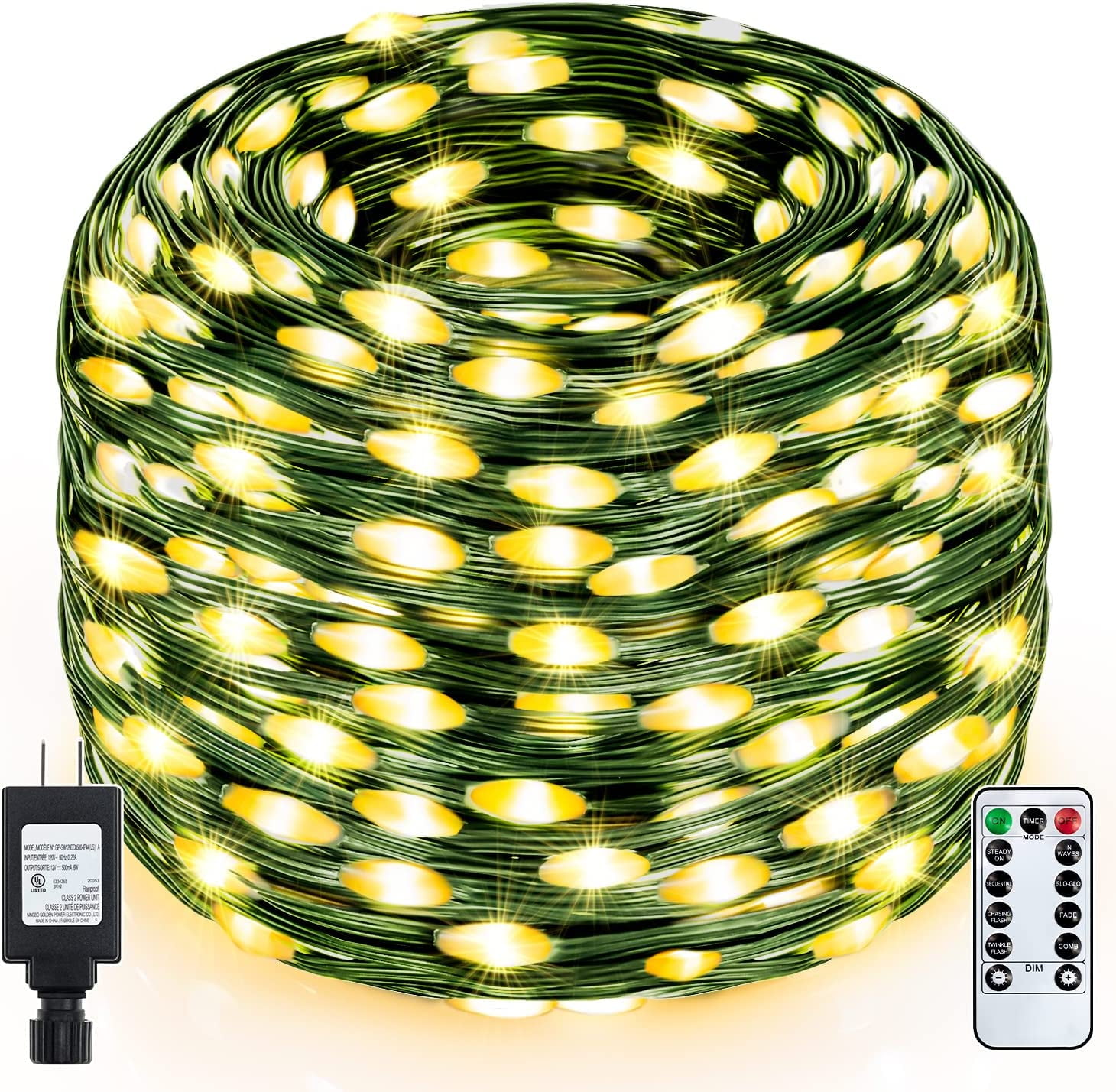 Christmas Lights Outdoor,170Ft 500LED Ultra-Long Plug in Green Wire ...