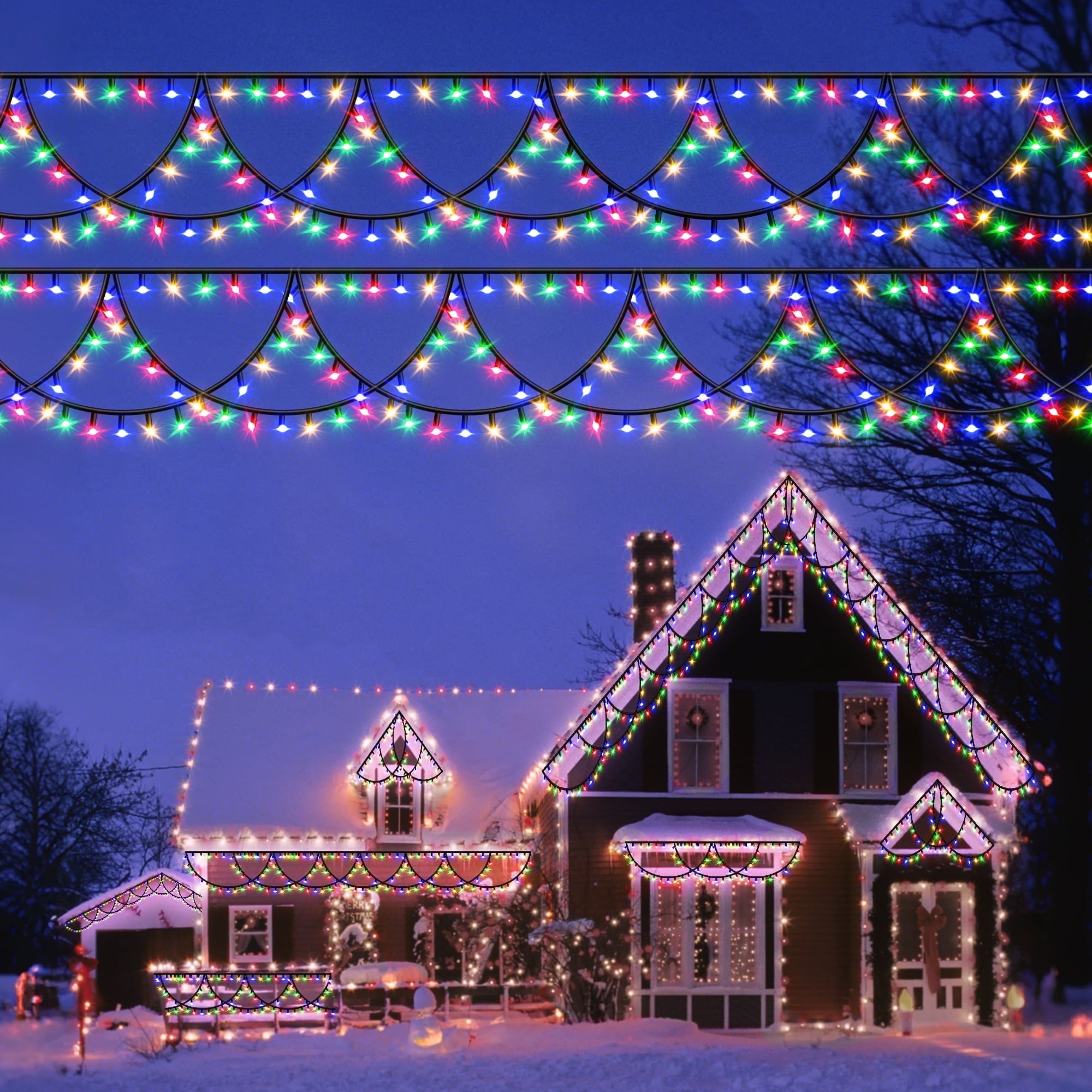 Phopollo Christmas Lights Outdoor 40FT 380 LED Waterproof Christmas ...