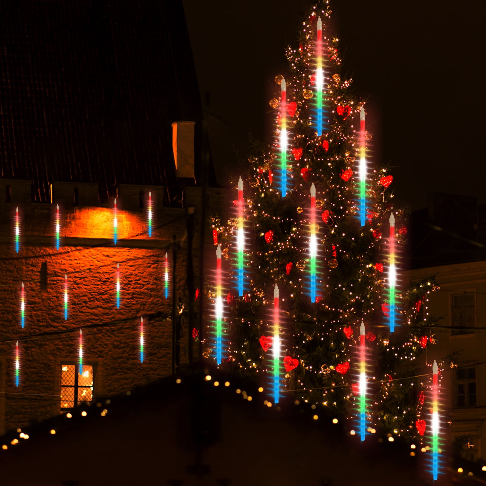 Outdoor Christmas Lights, Meteor Shower 200 LED Icicle Lights for Xmas ...