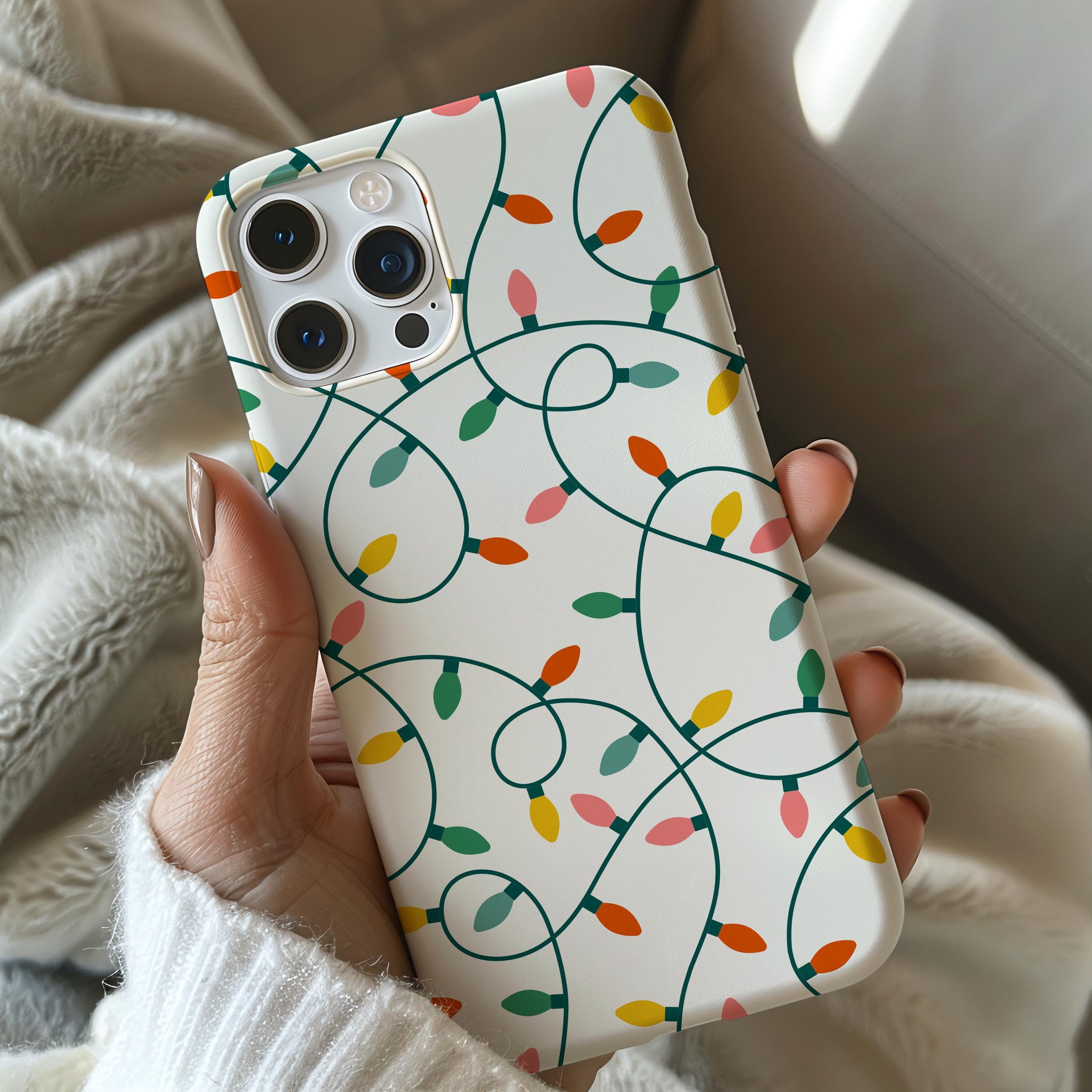 Christmas Lights Phone Case Cute Winter Icons iPhone 17 11 12 13 14 15 ...
