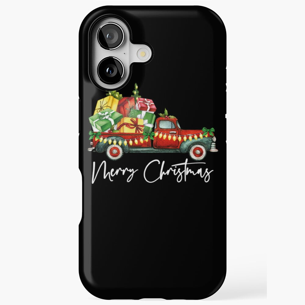 Christmas Lights Red Truck Family Holiday Scene Phone Case for iPhone ...
