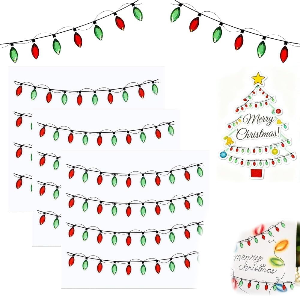 Christmas Lights Stickers for Crafts, 2025 New 3D Gem Border ...
