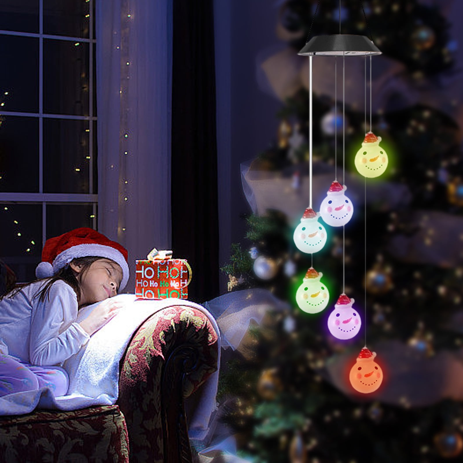 RXMEKW Christmas Lights Sun, Snowman, and Wind Chime Outdoor Ornaments ...