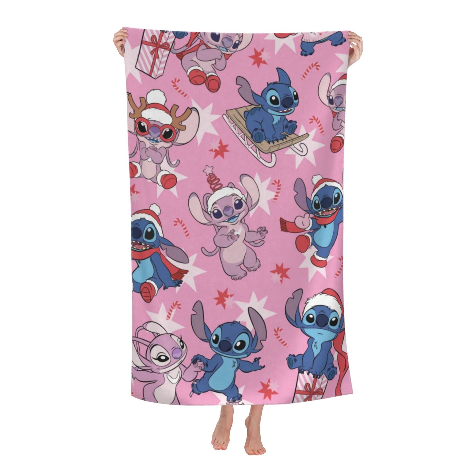 Christmas Lilo & Stitch Cute Angel & Stitch Bath Towels,Christmas Lilo ...