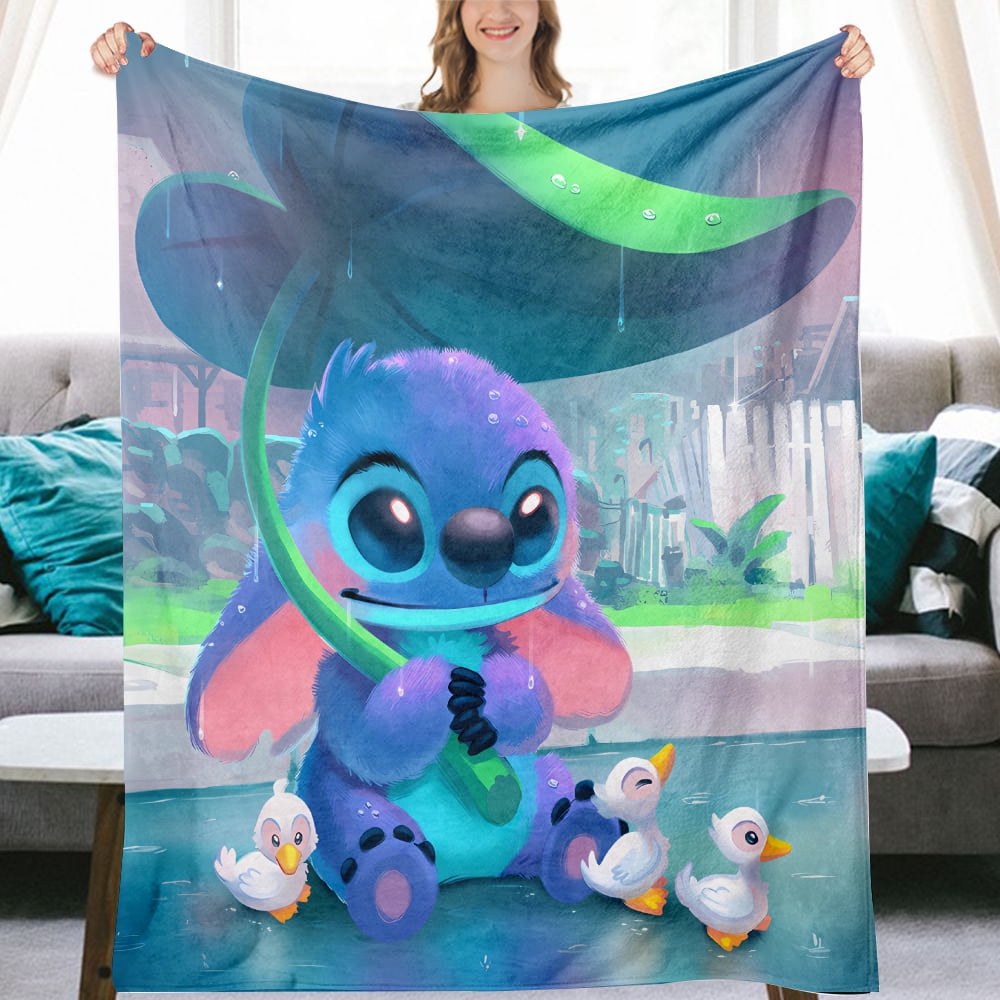 Christmas Lilo & Stitch cover blanket, plush grid comfortable fluffy ...