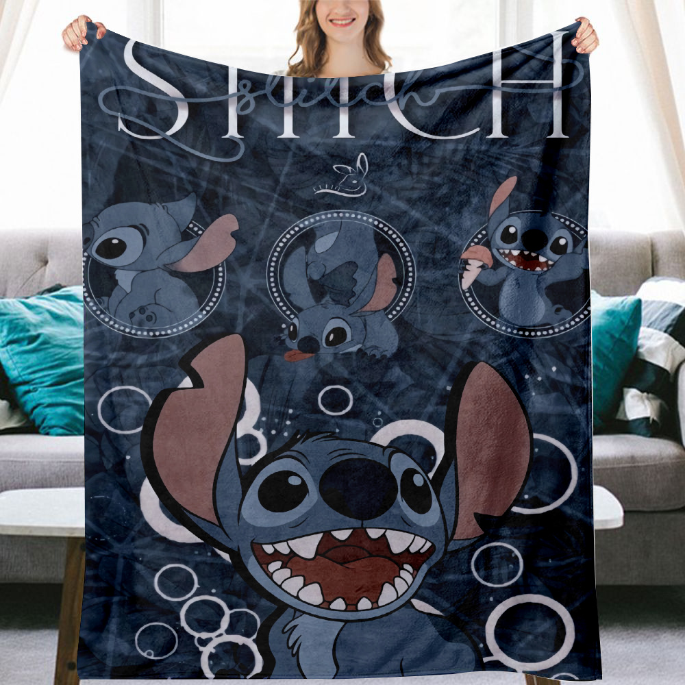 Christmas Lilo & Stitch cover blanket, plush grid comfortable fluffy ...