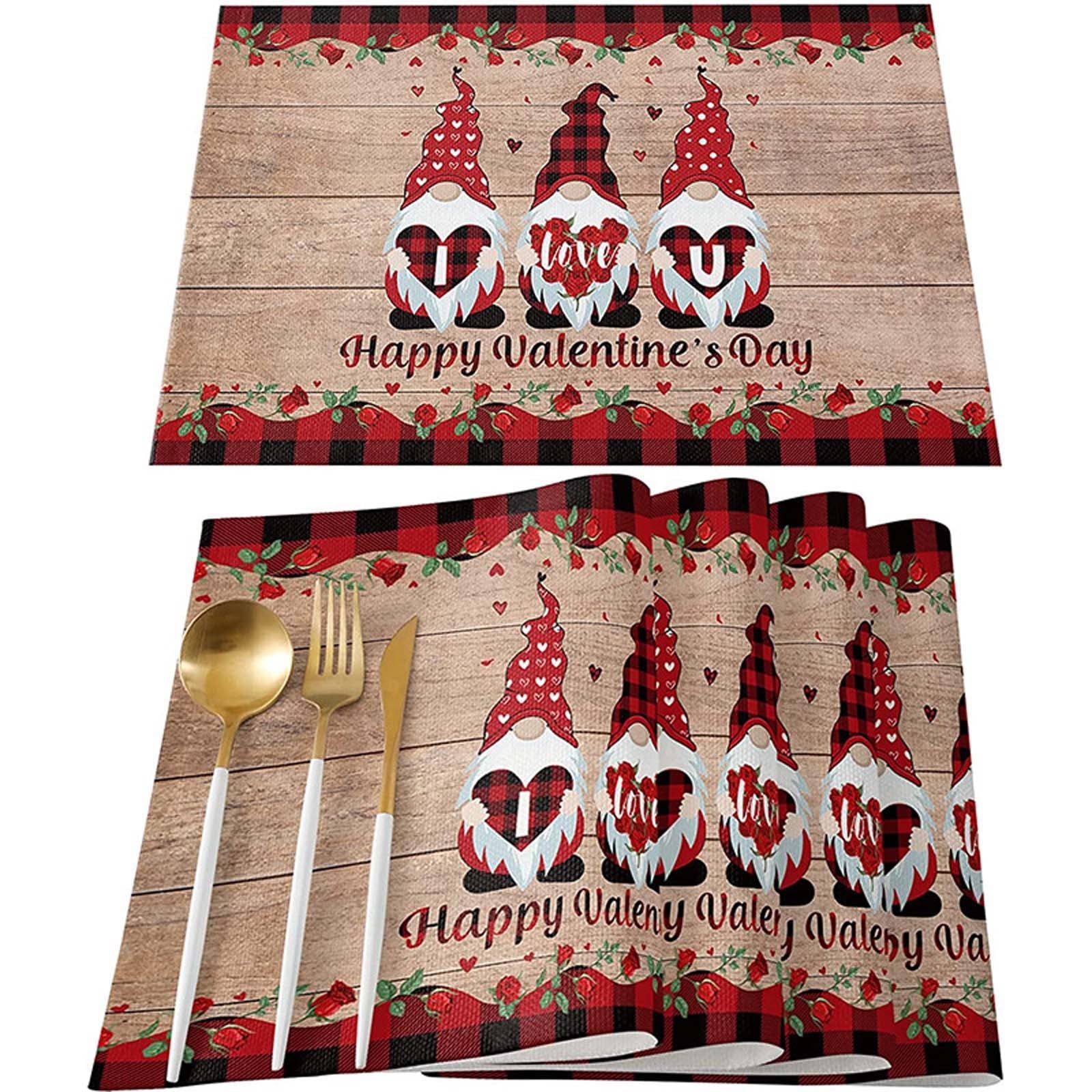 Christmas Linen Placemat Set - 45x32cm Faceless Doll Table Mat, Heat ...