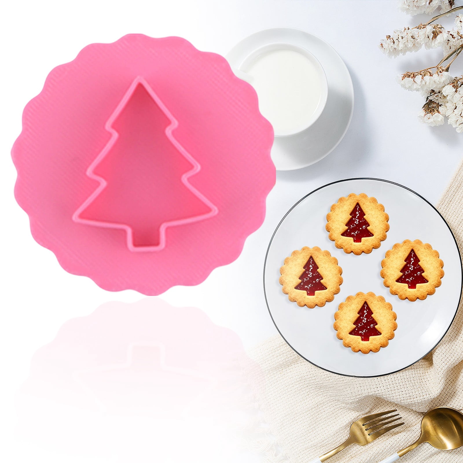 Christmas Linzer Cookie Cutter, 1.98 inch Sandwich Jam Cookie Mold, Non ...