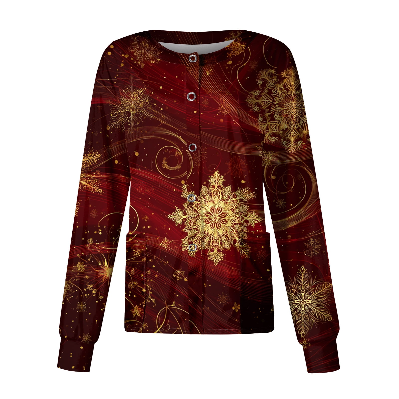 Christmas Long Sleeve Scrub Shirts for Women Funny Xmas Pattern Scrub ...