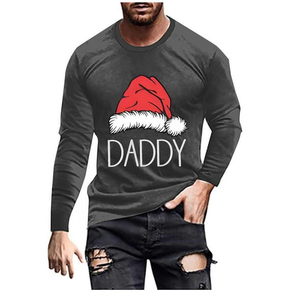 Christmas Long Sleeve Shirts for Men Athletic Crew Neck T-Shirt Holiday ...