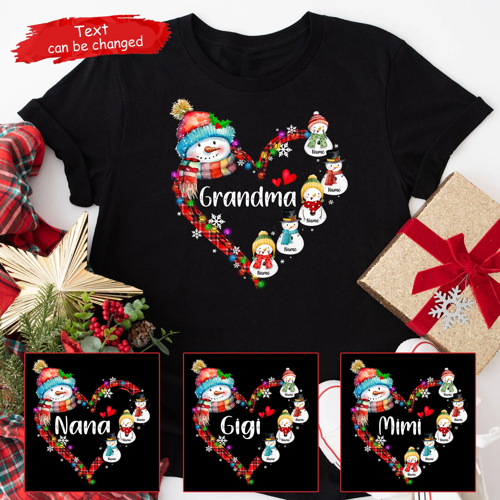 Christmas Love Grandma Snowman Shirt, Christmas Nana Little Snowmen Shirt, Grandma Mimi Na ...