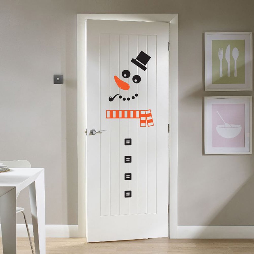 Christmas Lovely Snowman Door Window Wall Fridge Sticker Self Adhesive ...