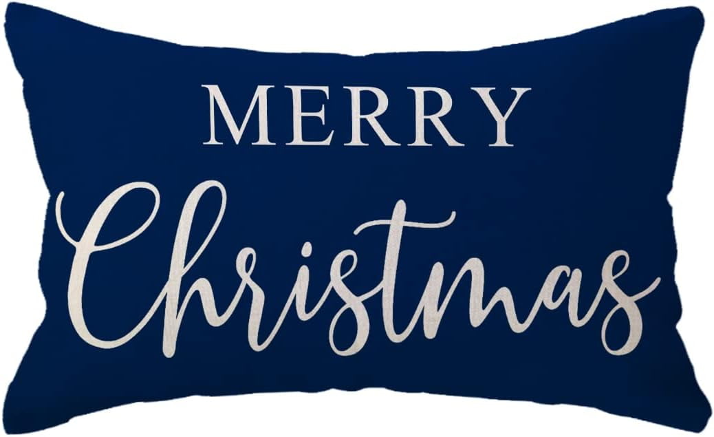 Christmas Lumbar Throw Pillow Covers Farmhouse Winter Holiday Cushion ...