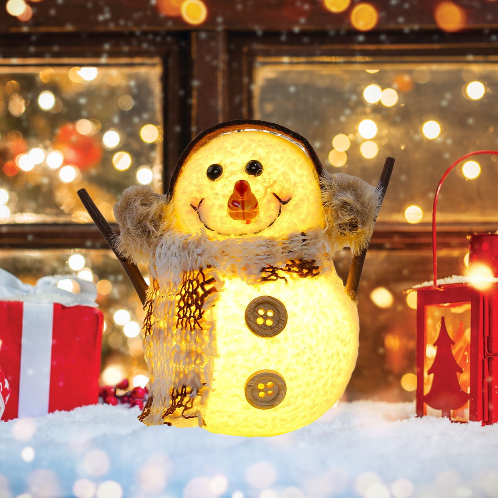 Christmas Luminous Snowman Ornament – LED Light-Up Snowman with Plaid ...