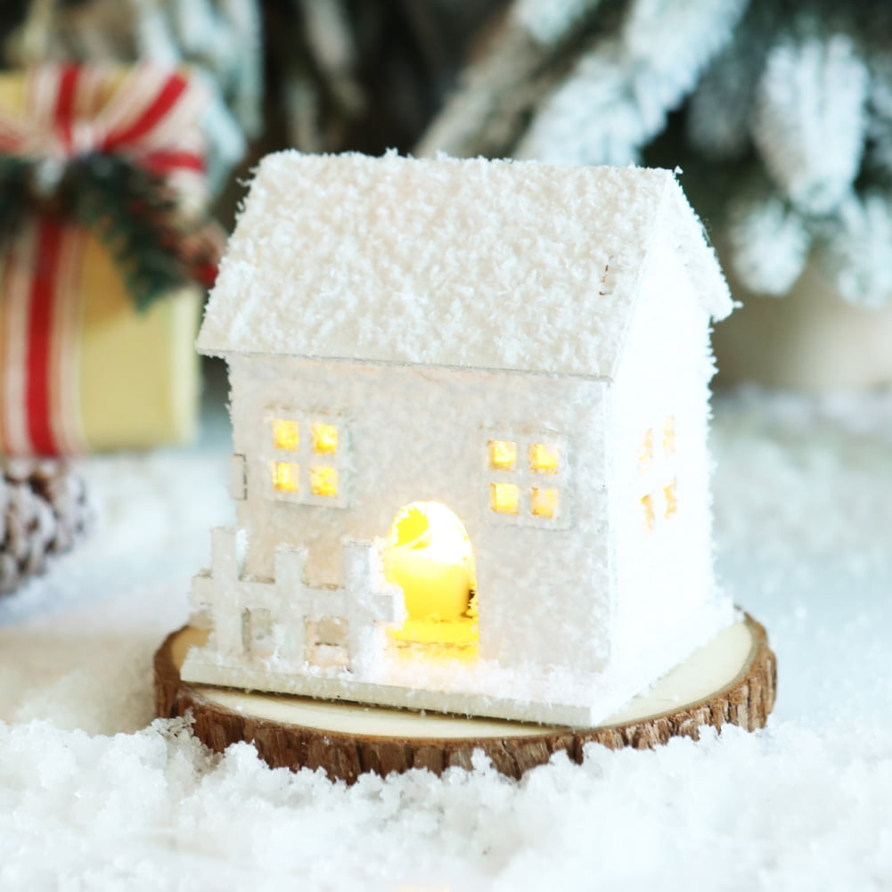 Christmas Luminous Wooden Houses LED Light up Xmas Village Houses Mini ...