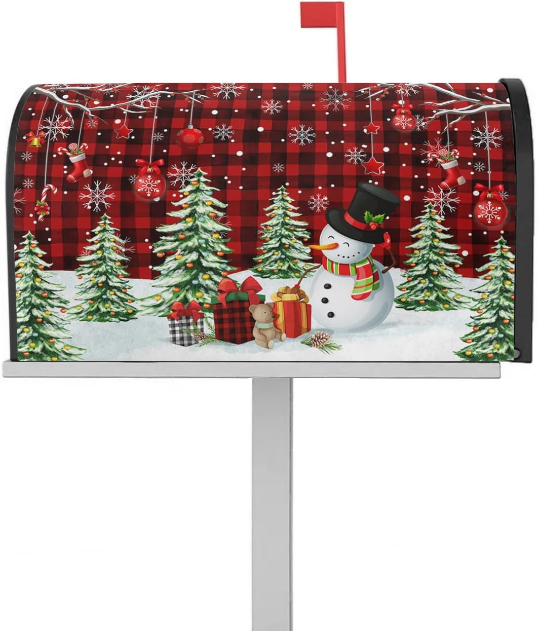 Christmas Magnetic Mailbox Cover Oversized 21"x25.5", Buffalo Plaid ...
