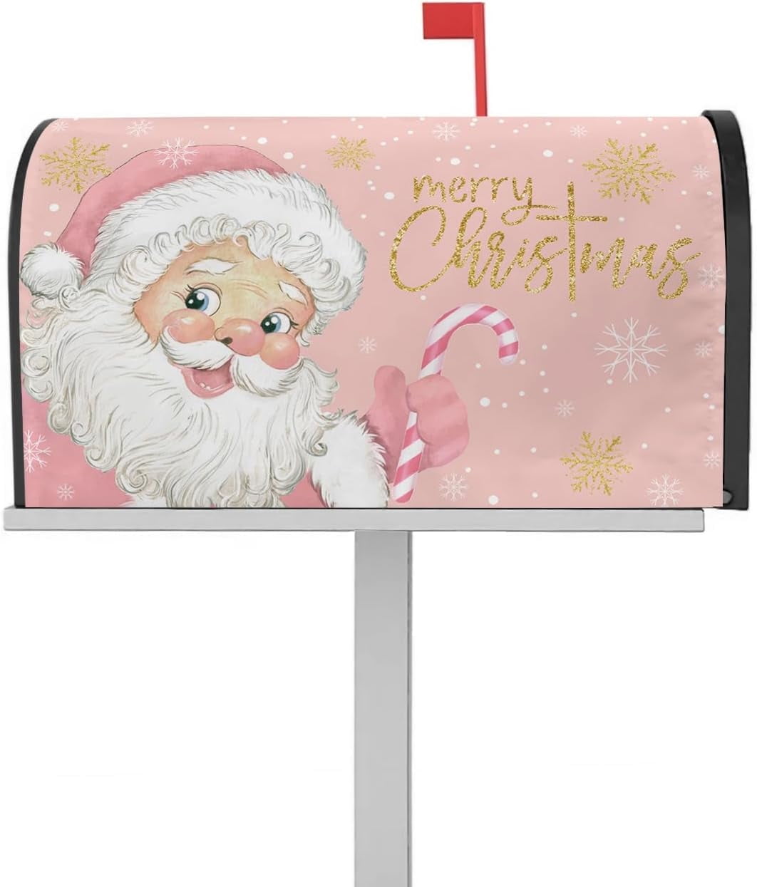 Christmas Magnetic Mailbox Cover Oversized 21"x25.5", Cute Pink Santa ...