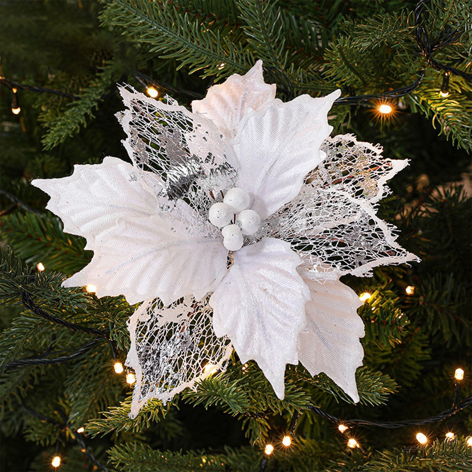 Christmas Magnolia Flowers, Christmas Tree Decorations, Glitter ...