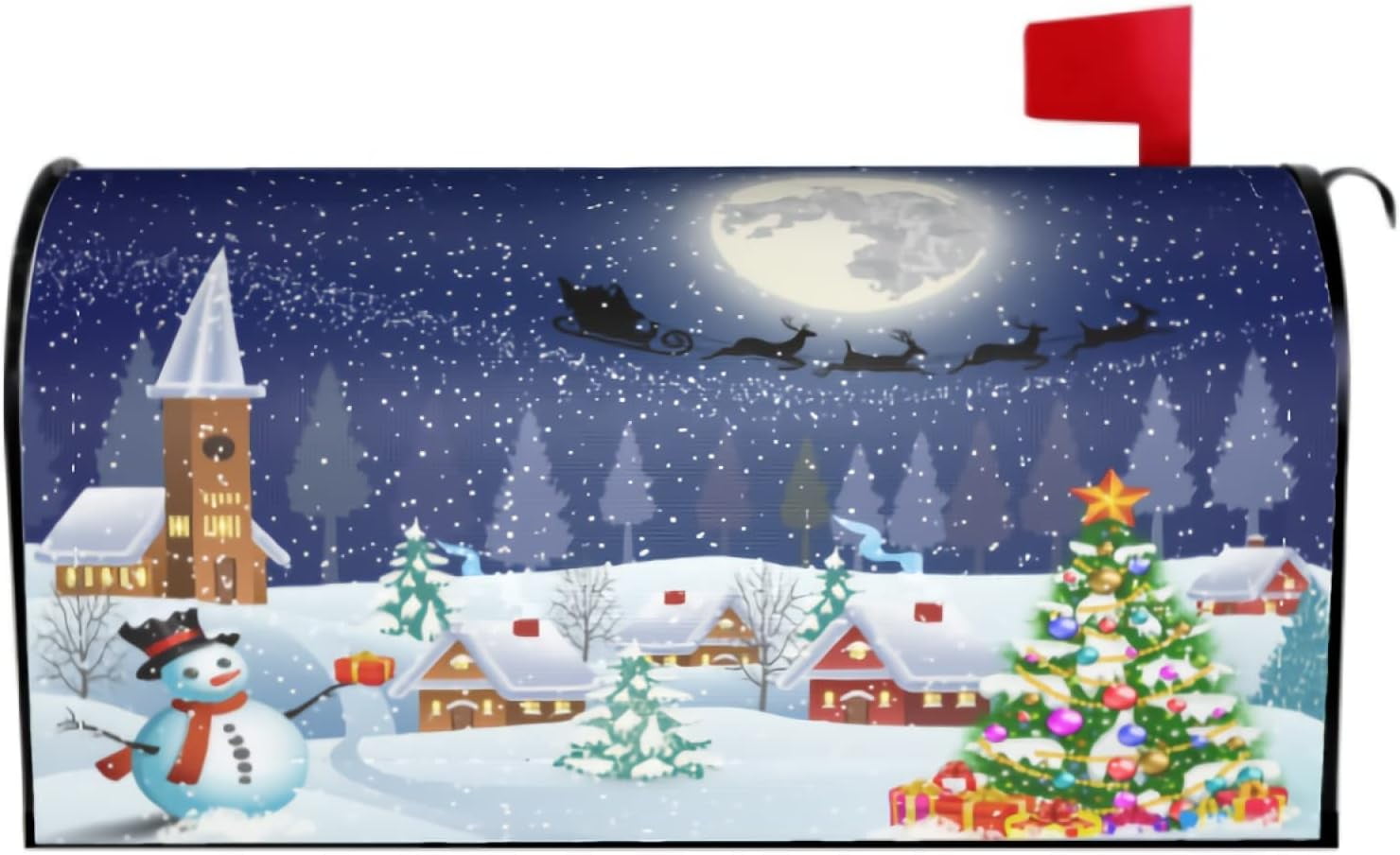 Christmas Mailbox Covers Magnetic 21x18 Inch Snowman Xmas Tree Santa ...