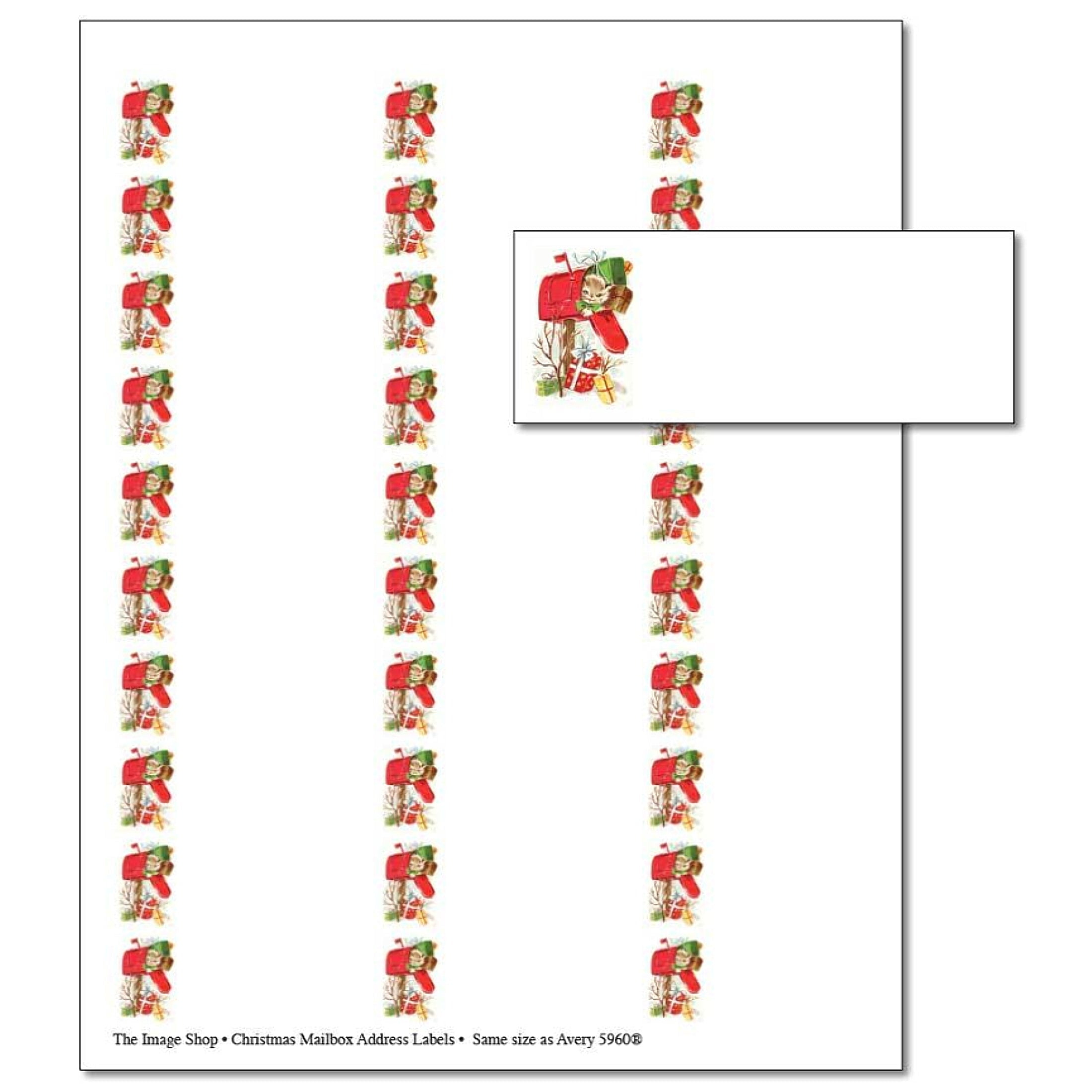 Christmas Mailbox Holiday Address Labels - 1" x 2-5/8" - 30 per Sheet ...