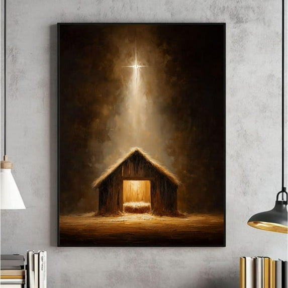Christmas Manger Wall Art, Nativity Print, Christian Poster, Jesus ...