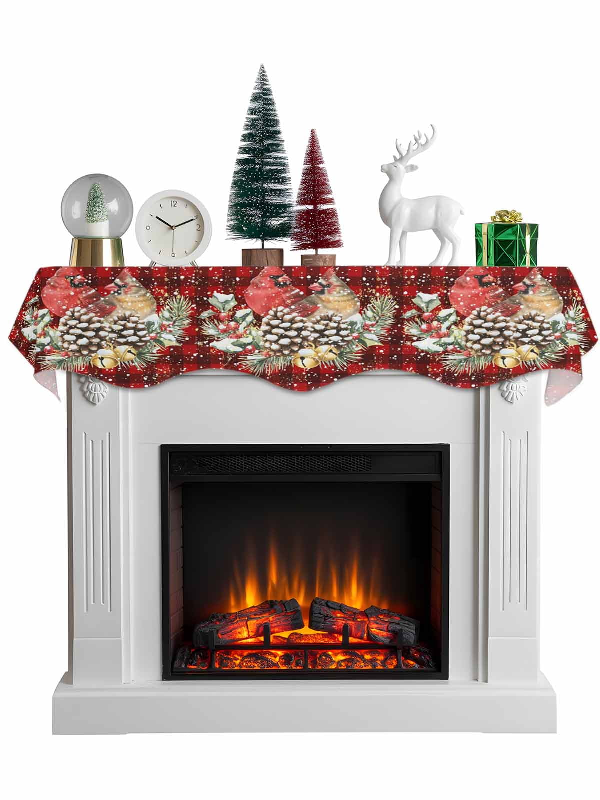 Christmas Mantel Scarf Fireplace Decorations for Living Room, Cardinal ...