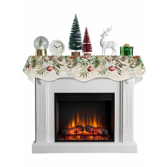 Christmas Mantel Scarf Fireplace Decorations for Living Room, Xmas ...