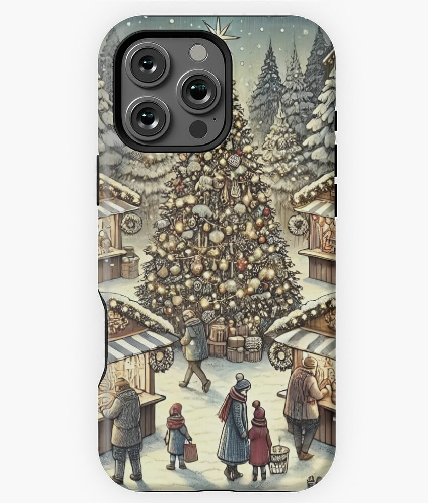 Christmas Market Magic Holiday Scene Phone Case for iPhone 16 15 14 13 ...