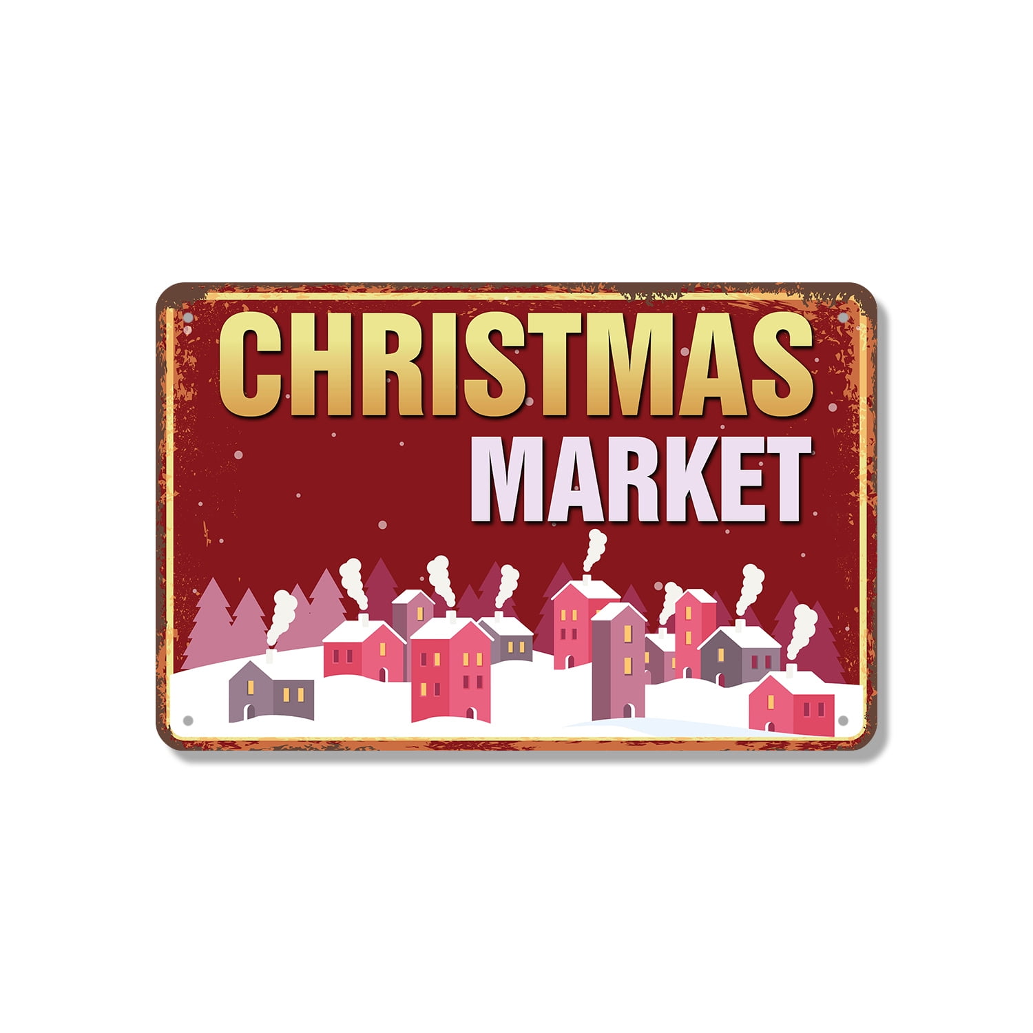 Christmas Market Vintage Style 12 Inch x 18 Inch Novelty Aluminum Metal ...