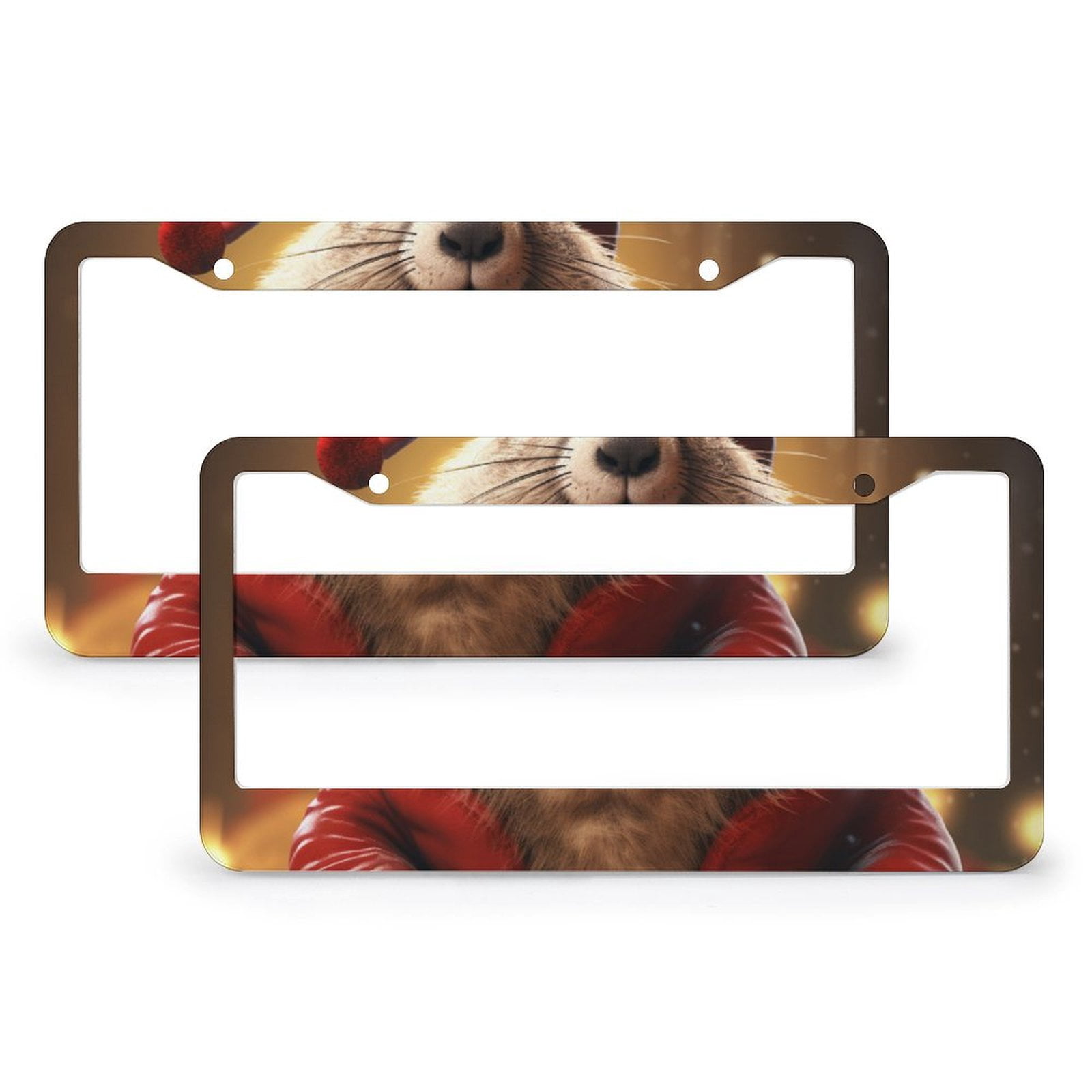 Christmas Marmot, Groundhog Animal License Plate Frames 2 PCS Animals ...