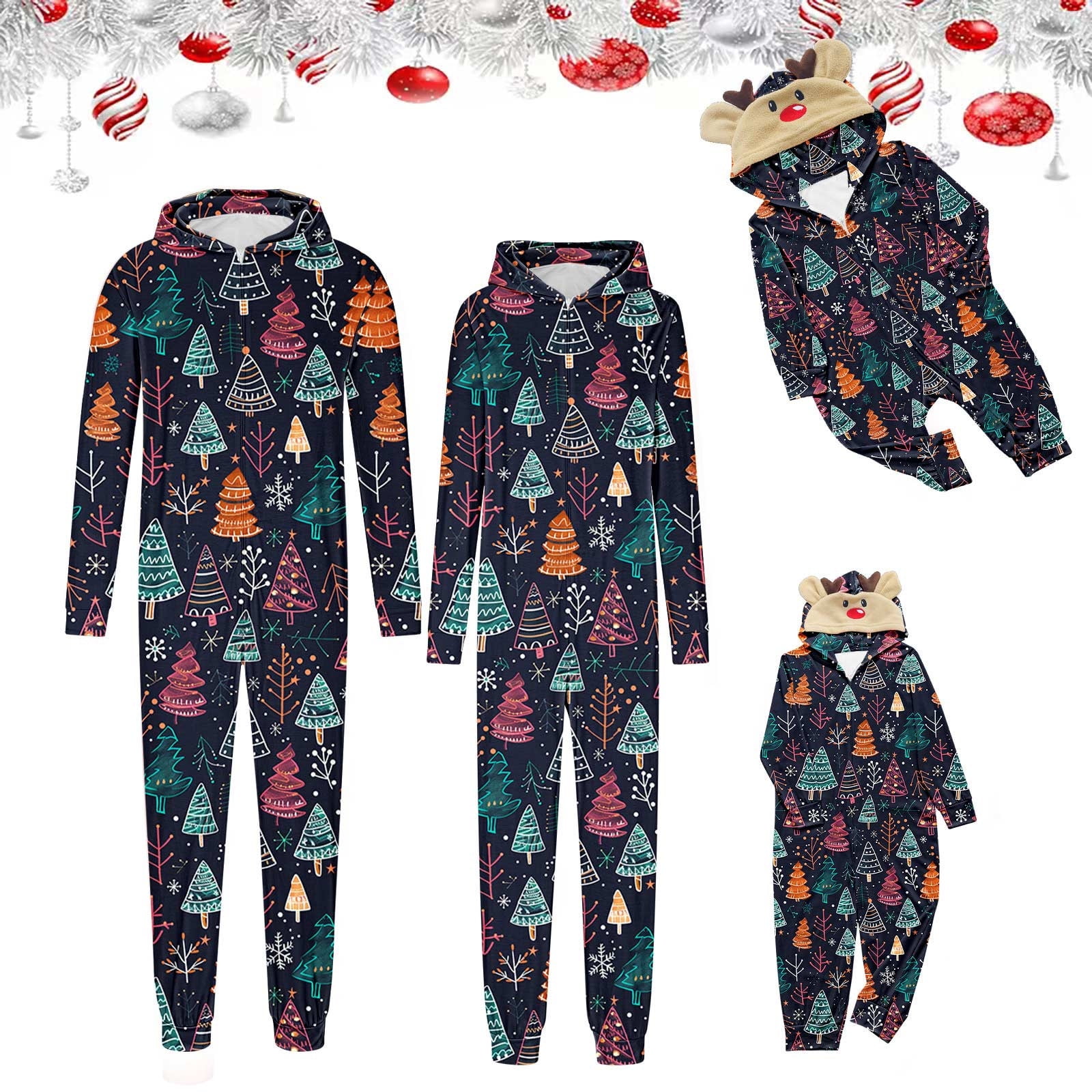 Christmas Matching Family Pajamas Sets Cute Print Onesie Jumpsuit ...
