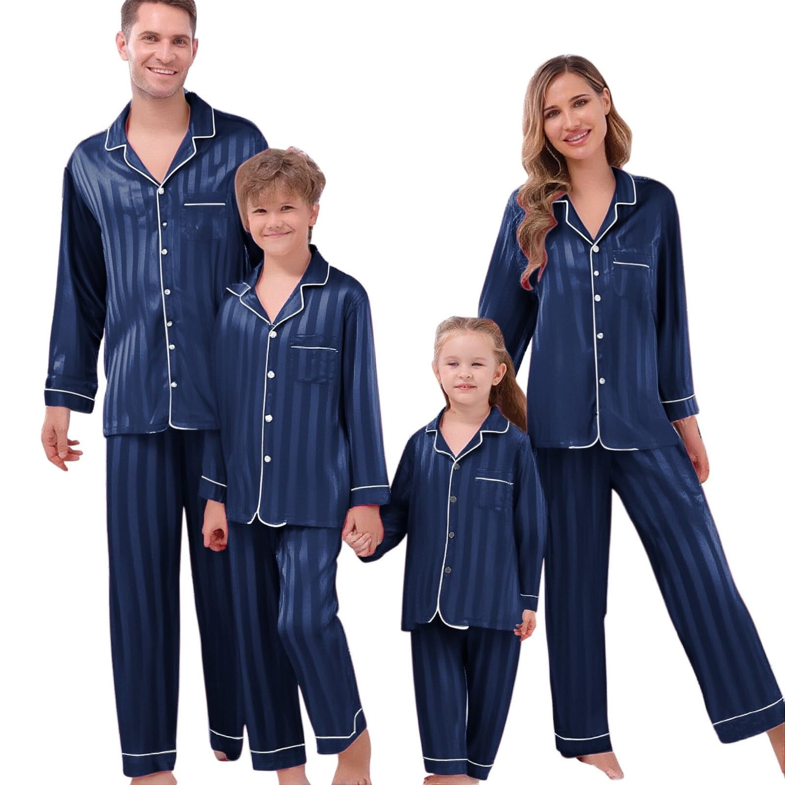 Christmas Matching Pajamas for Family Silk Pajamas Long Sleeve Button ...