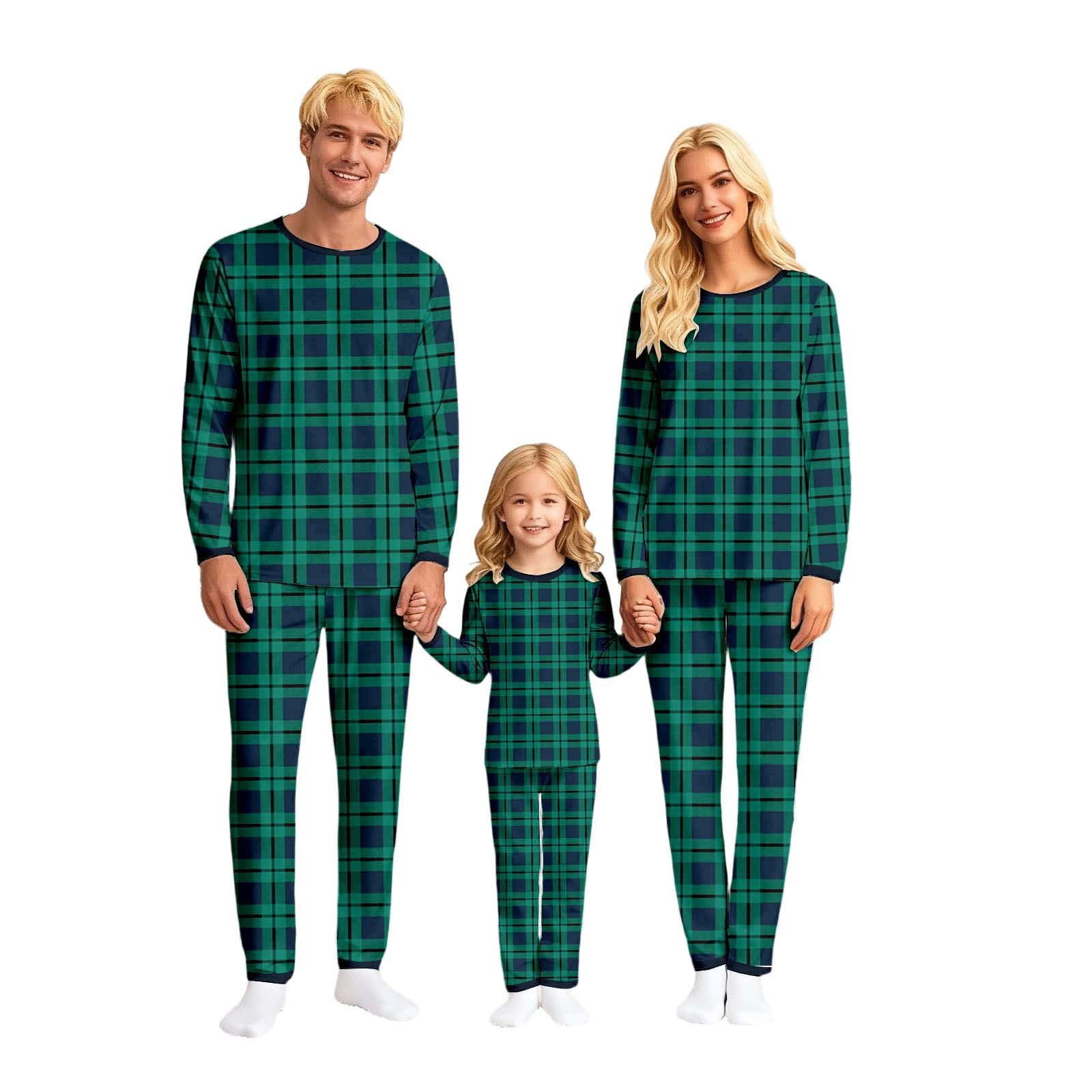 Christmas Matching Pajamas for Family Plaid Print Long Sleeve Pullover ...